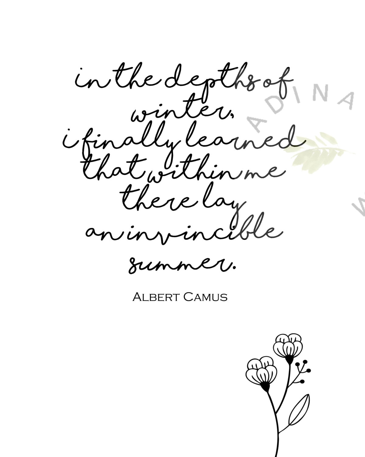 In the Depths of Winter Albert Camus Digital Print Printable Quote ...