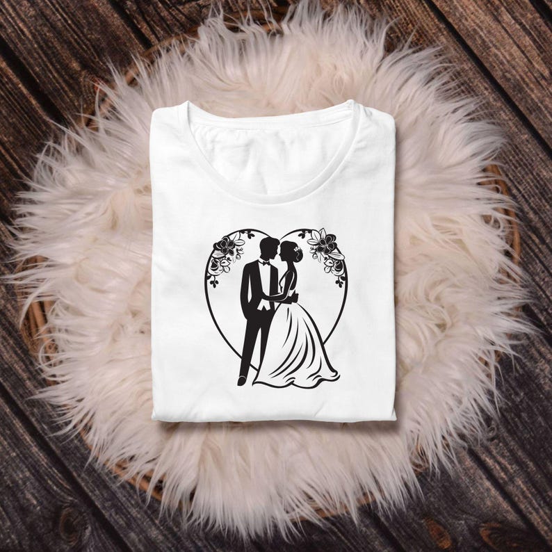 Wedding Couple SVG Bundle: Heart Silhouette Cut Files (digital Download ...