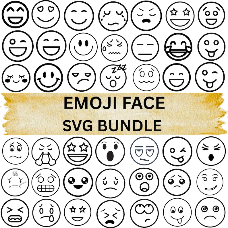 Emoji Face SVG Bundle: Cricut Cut Files, Clipart (digital Download) - Etsy