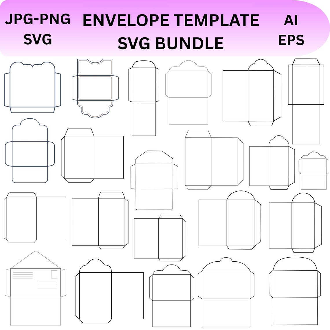 Envelope Template SVG Bundle: Card & Money Envelopes (digital Download ...