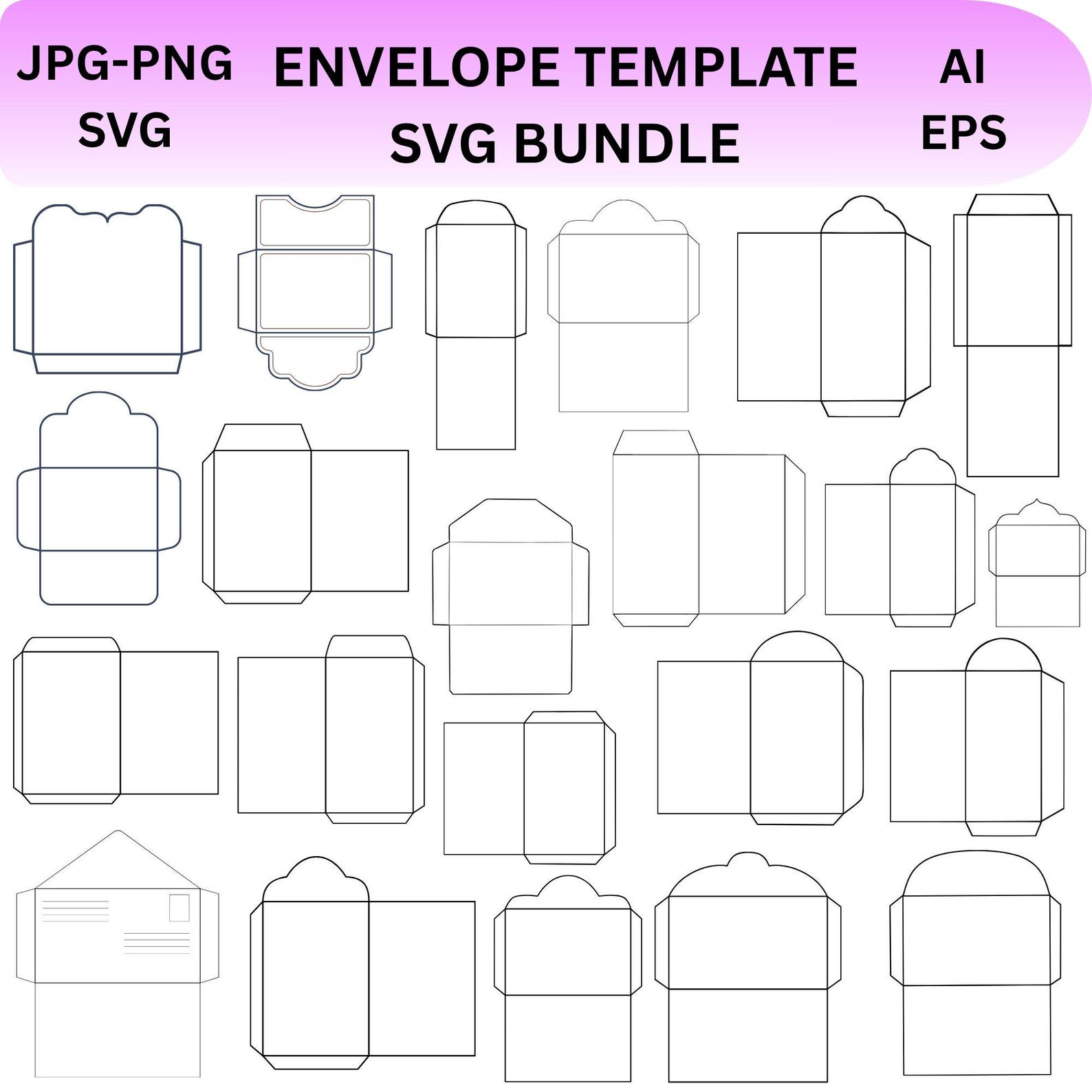 Envelope Template SVG Bundle: Card & Money Envelopes (digital Download ...