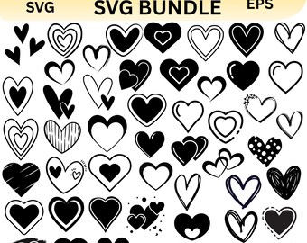 Heart SVG Bundle: Hand Drawn Doodle Hearts (digital Download) - Etsy