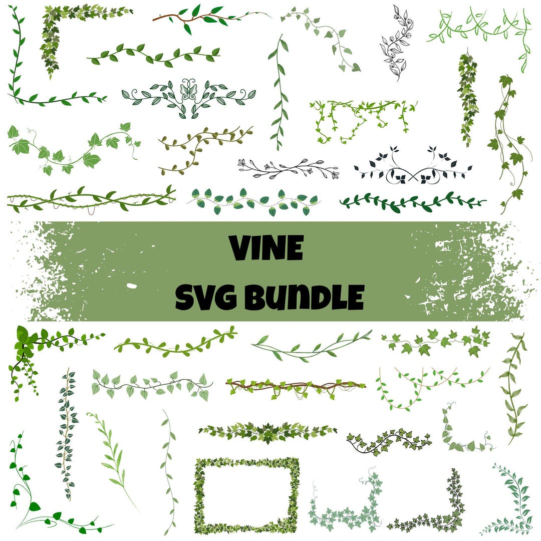 Vine Silhouette SVG: Leaf Vines Vector Graphics (png,ai) - Etsy