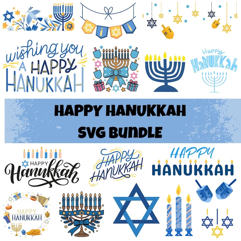 Hanukkah SVG Bundle, Menorah, Dreidel Clipart (digital Download) - Etsy
