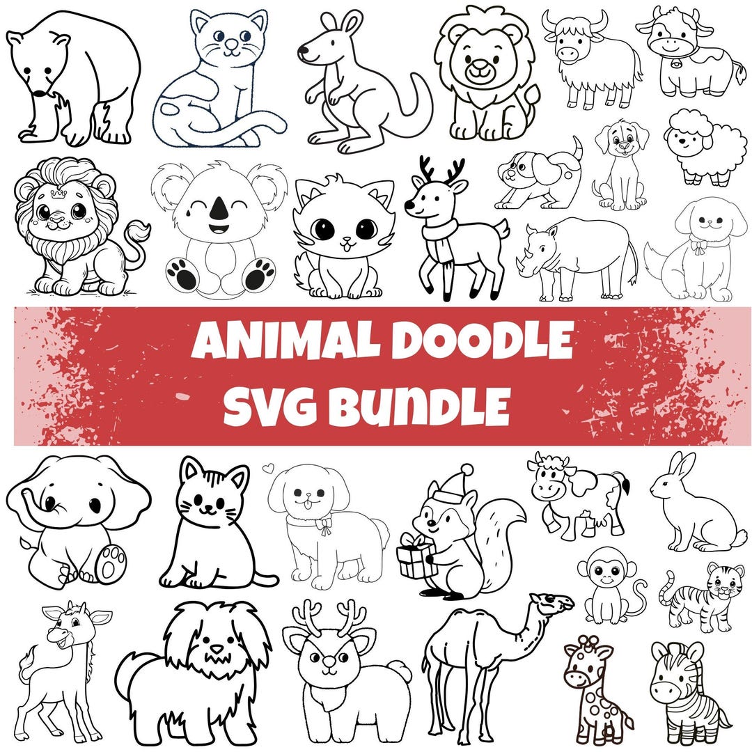 Doodle Animal SVG Clipart Bundle (digital Download) - Etsy