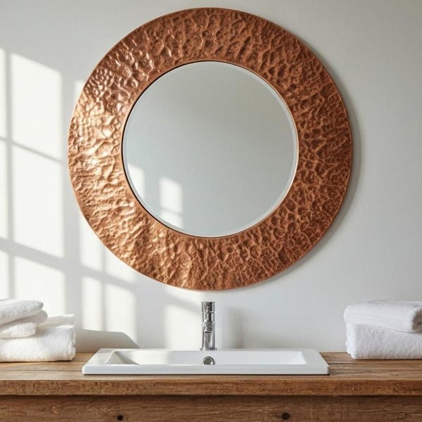 Round Copper Mirror - Etsy