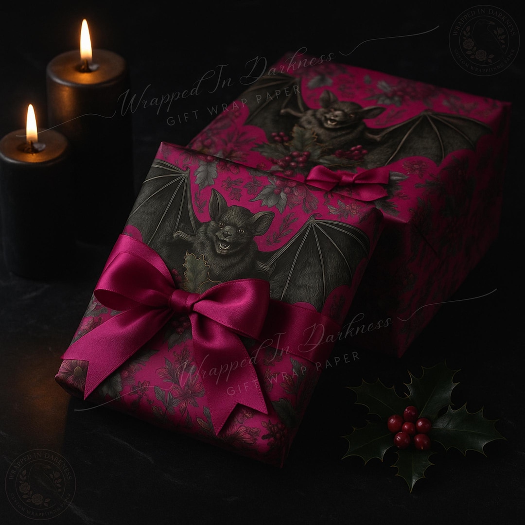 Magenta Holiday Dreams Wrapping Paper - Gothic Christmas Wrapping Paper ...