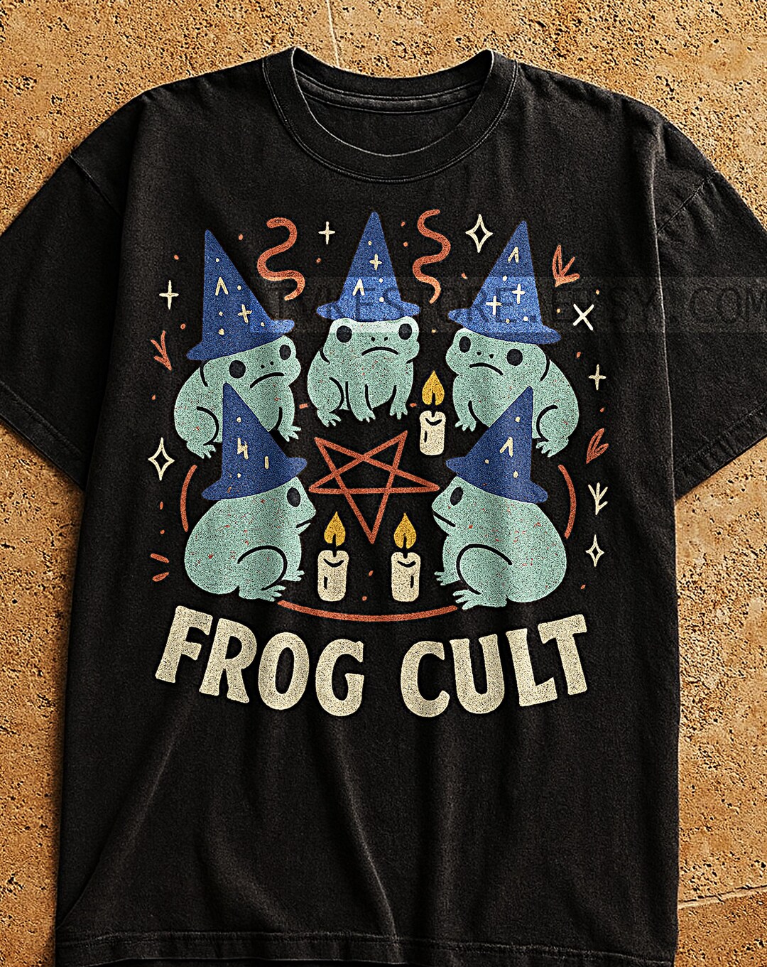 Frog Cult Retro Cartoon Shirt, Witchy Frogs Occult Toads, Magic Circle ...