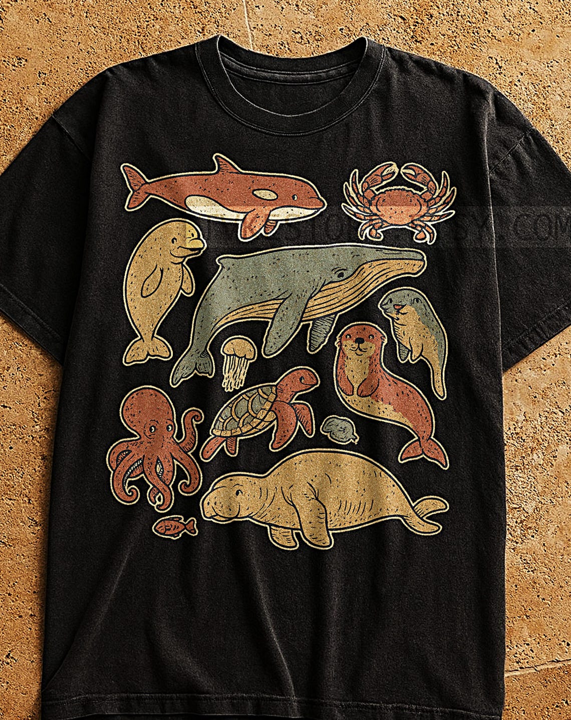 Ocean Life With Marine Animals T-shirt, Sea Creatures Vintage Ocean ...