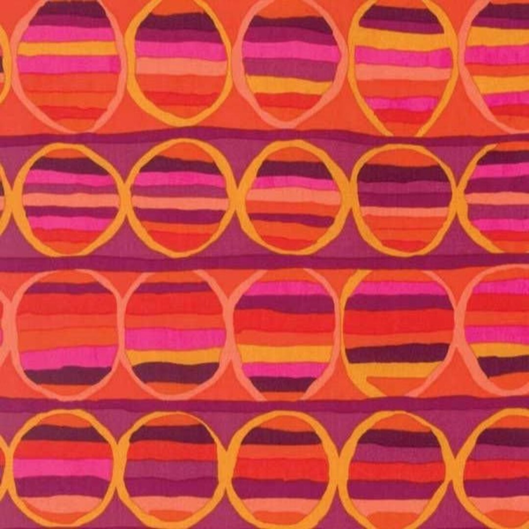 Retired HEAT WAVE Tomato Red Brandon Mably Kaffe Fassett Cotton Quilt Fabric Striped Eggs Orange ...