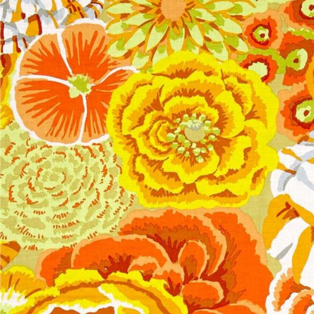 Kaffe Fassett Bekah Floral Cotton Quilting Fabric - Yellow, Orange ...