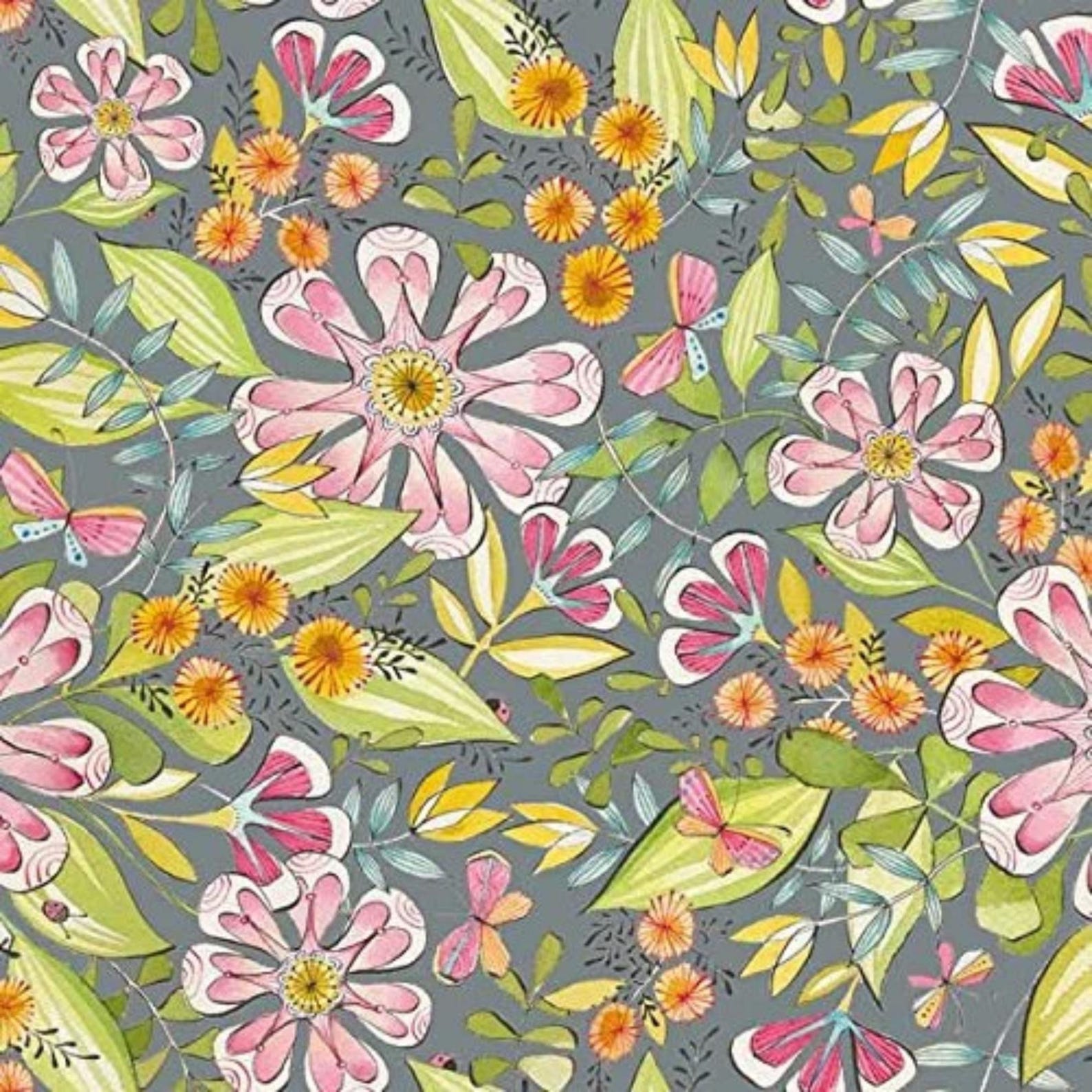 Cori Dantini Garden Girls Fabric, Floral Butterflies Print - Etsy