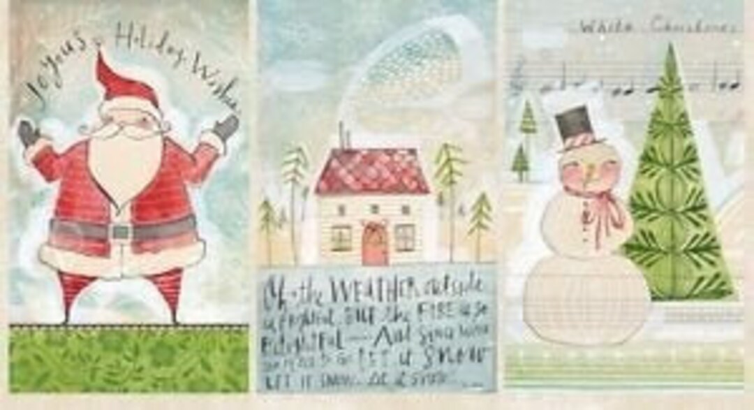 2014 MERRY STITCHES Fabric Panel 24 L X 42 W 3 - Etsy