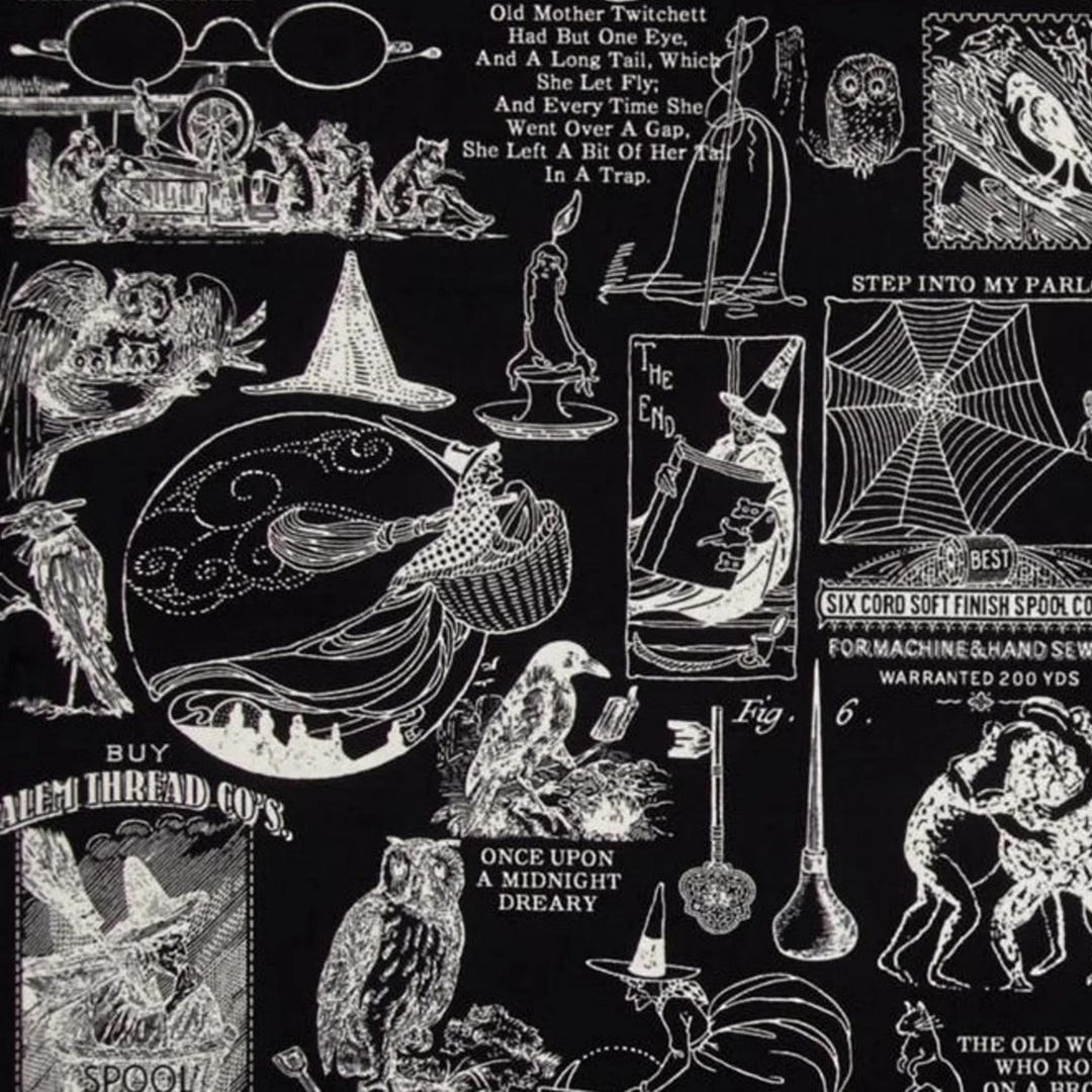 Halloween Storybook Cotton Fabric: Sew Scary Motifs by Wecker Frisch ...