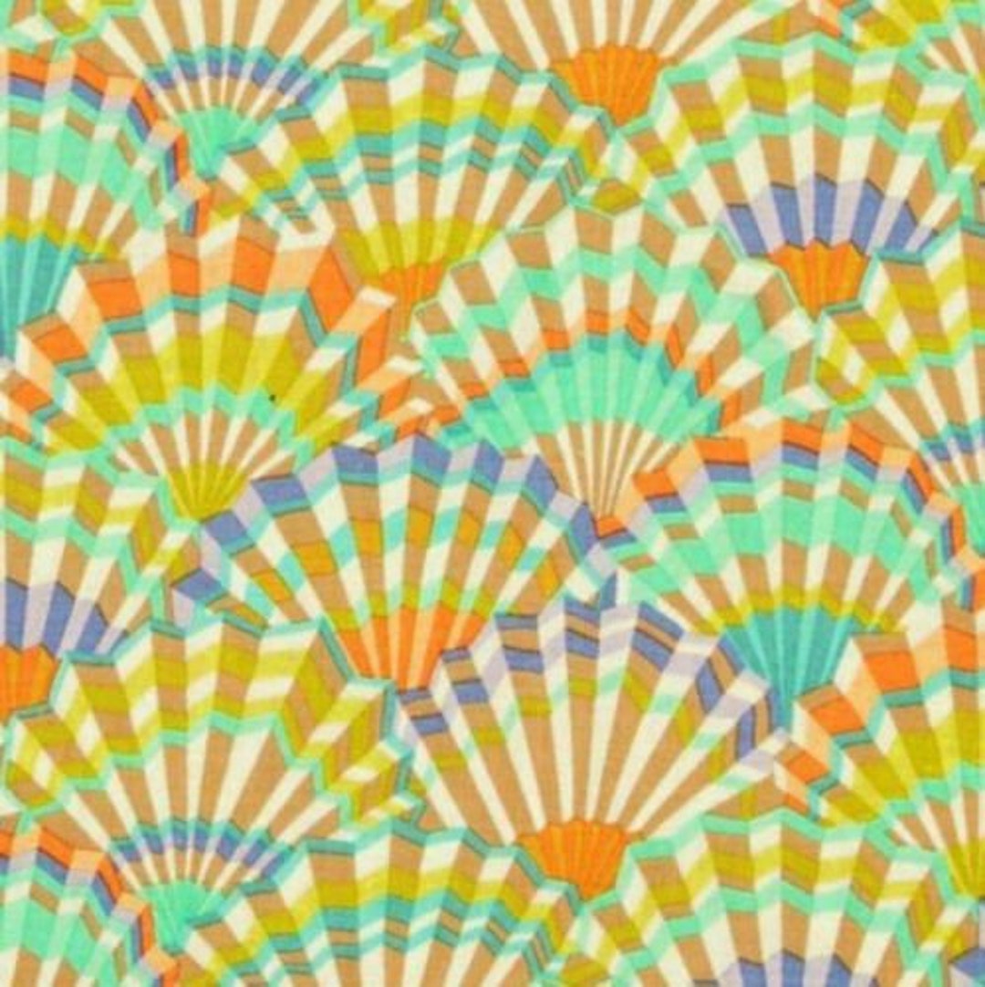 Retired Kaffe Fassett PAPER FANS Vintage Cotton Quilting Fabric Yellow ...
