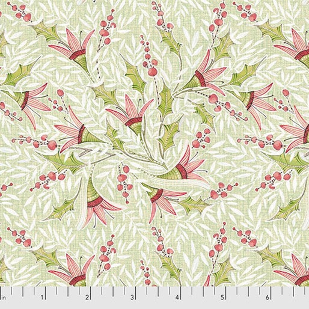 HOLLY JOLLY Fabric Cori Dantini Holly Berry Blooms Green Red Pink ...