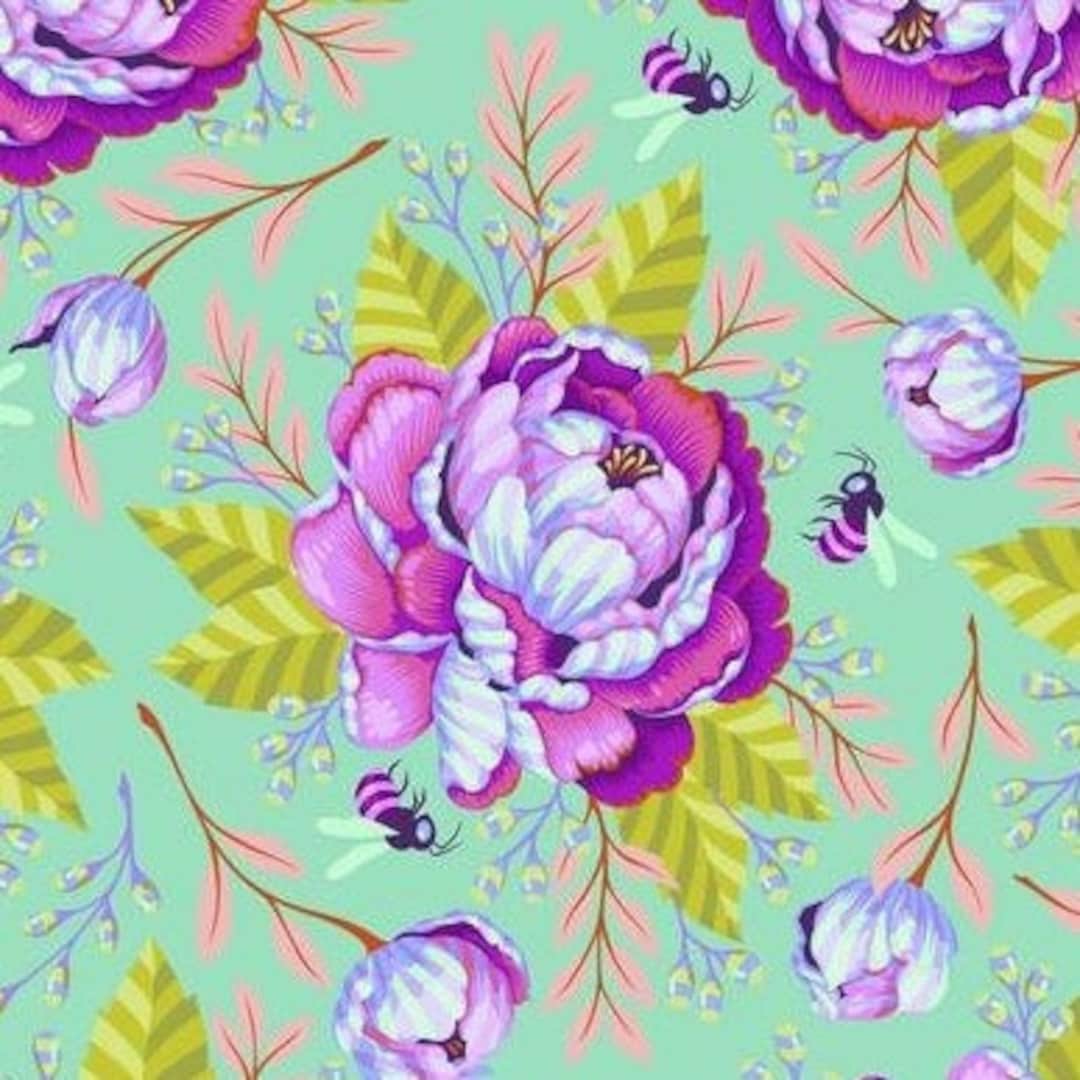 Retired MOON GARDEN Kabloom Dusk Striped Floral Tula Pink Cotton Quilt ...