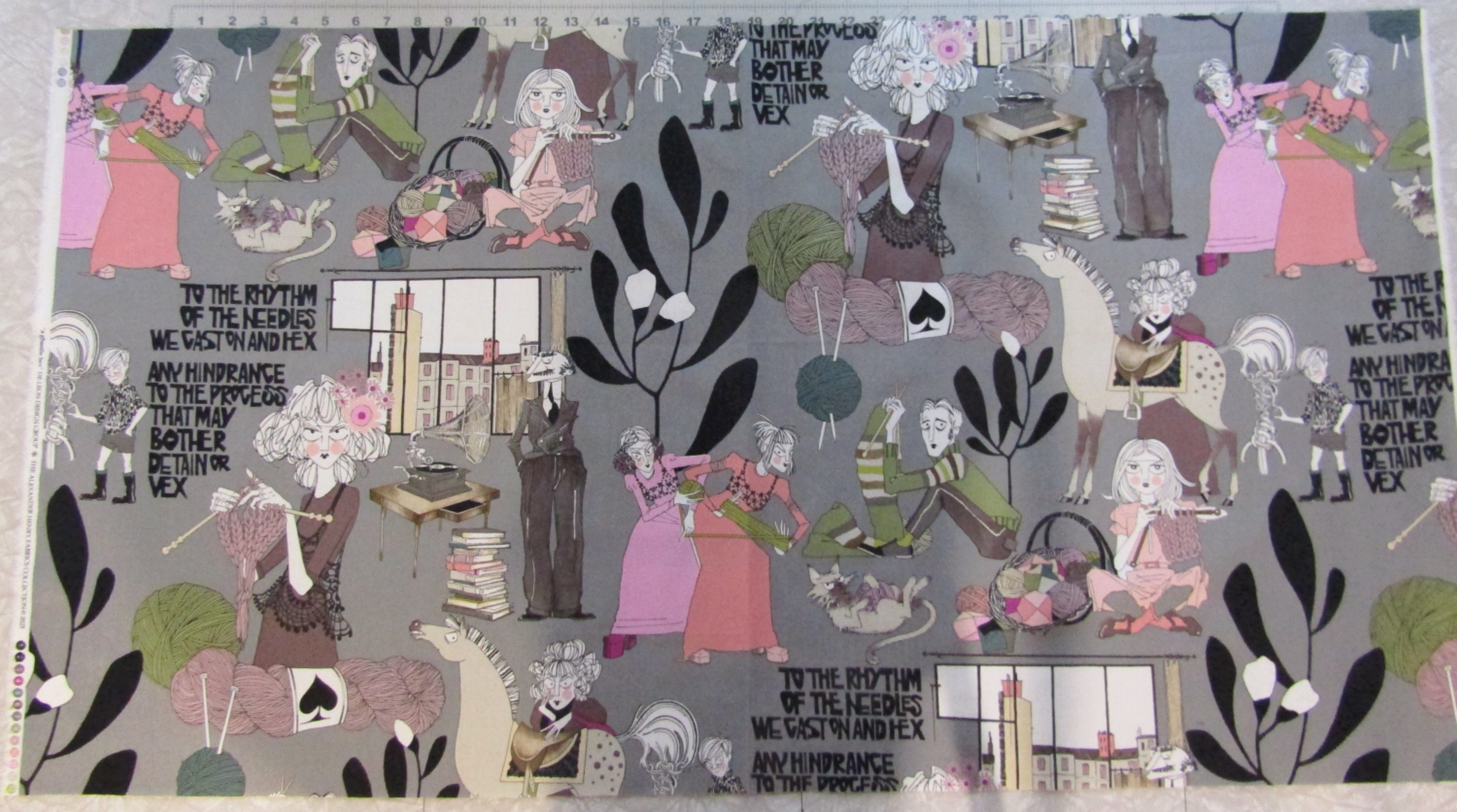 Ghastlie Hex Gray Alexander Henry Cotton Quilting Fabric - 23.5" Repeat ...