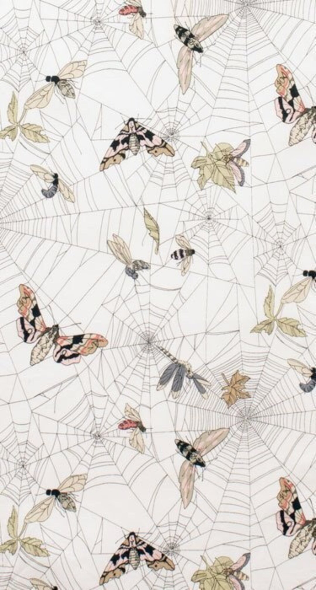 Retired GHASTLIE WEB Natural White Mauve Gray Fabric Quilting Cotton ...