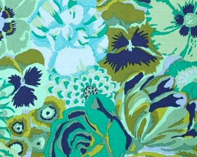 Retired BEKAH Green Floral Kaffe Fassett Cotton Quilting Fabric Navy ...