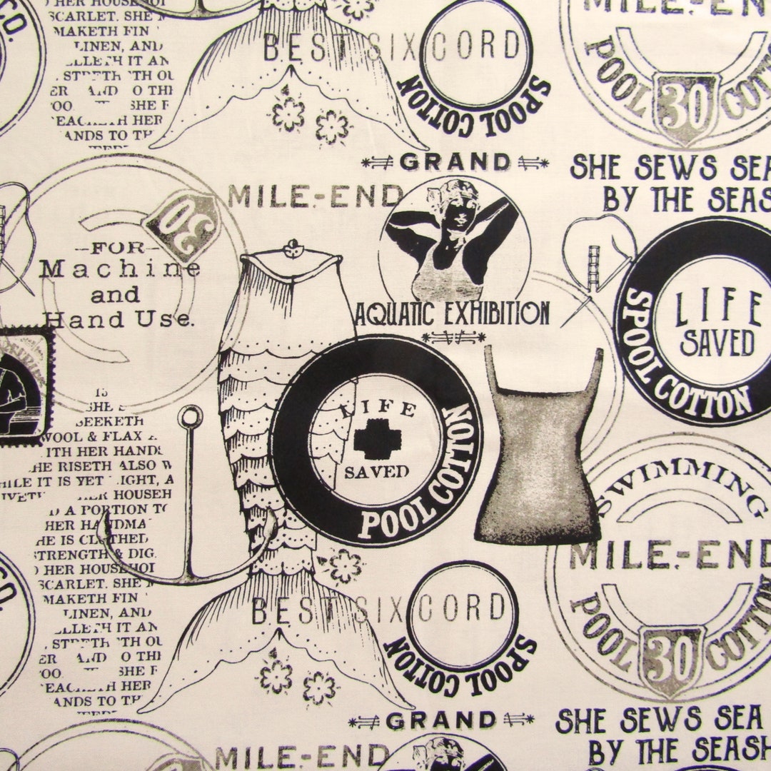 Sea Shells Nautical Sewing Pool Cotton Fabric - J. Wecker Frisch - Etsy