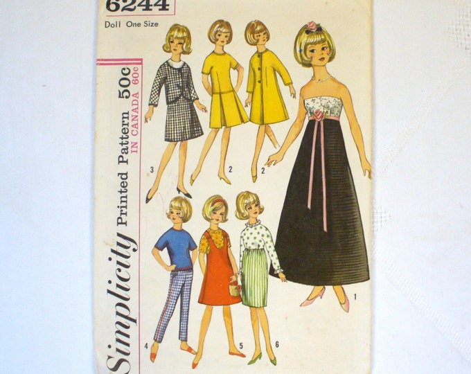 Vintage Sewing Pattern 1960s Tammy Doll Clothes Pattern 6244 Simplicity ...
