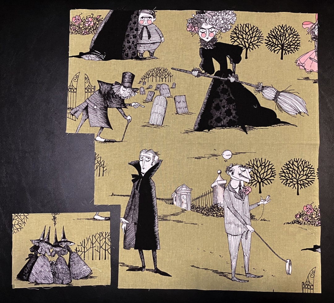 RARE 15 X 16 Meet THE GHASTLIES 2009 Fabric Scrap Alexander Henry Witch Coven Ghastlies Gaspar ...