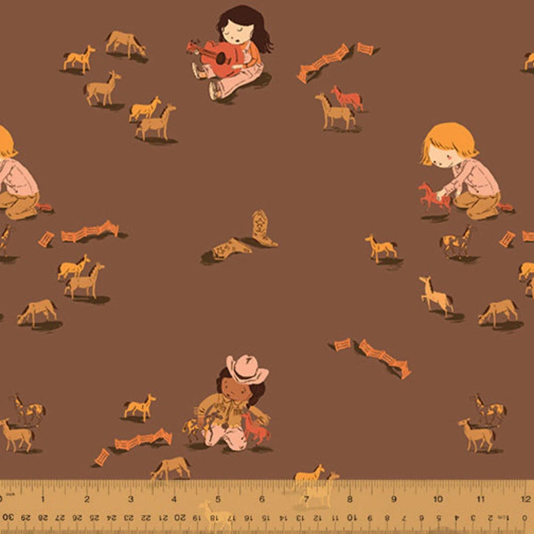 Heather Ross Play Horses Cotton Quilting Fabric: Cowgirls, Little Girls ...