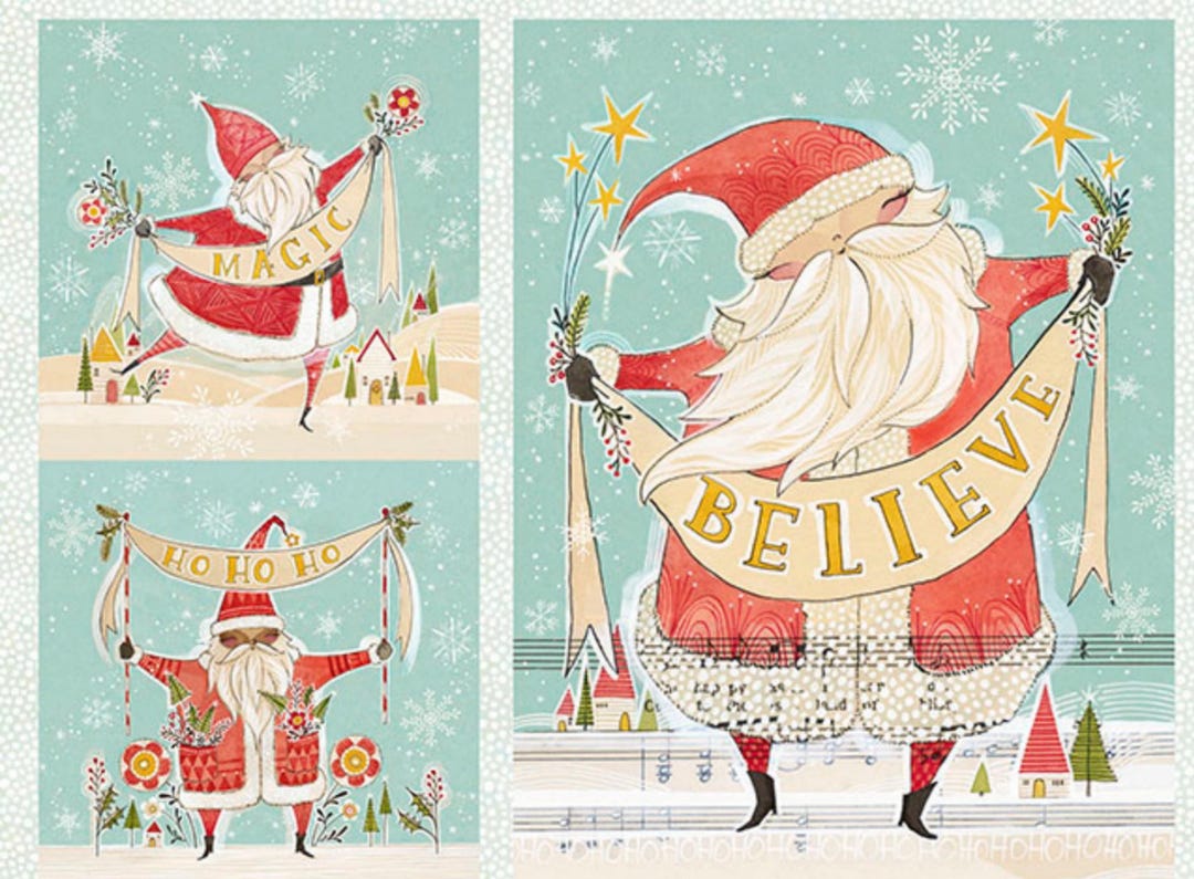 Cori Dantini Dear Santa Christmas Fabric Panel: Santa Wishes Quilt ...