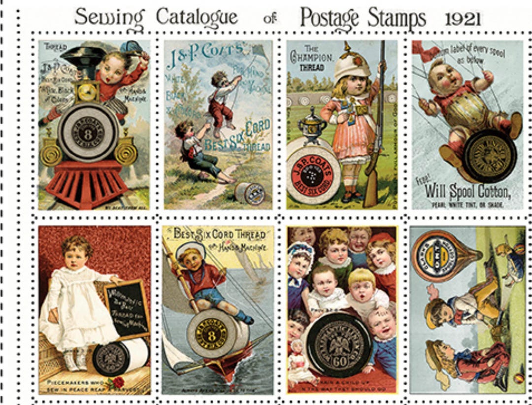 SEW JOURNAL Sewing Catalog of Postage Stamps 1921 Patch Panel J. Wecker ...