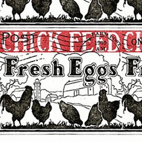 Chicken Border Fabric - Etsy