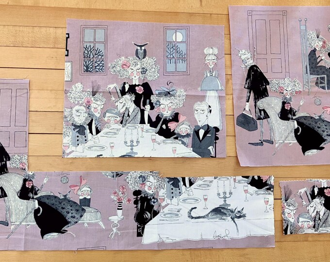Retired A GHASTLIE NIGHT 4 Piece Fabric Scraps Alexander Henry Mathilde ...