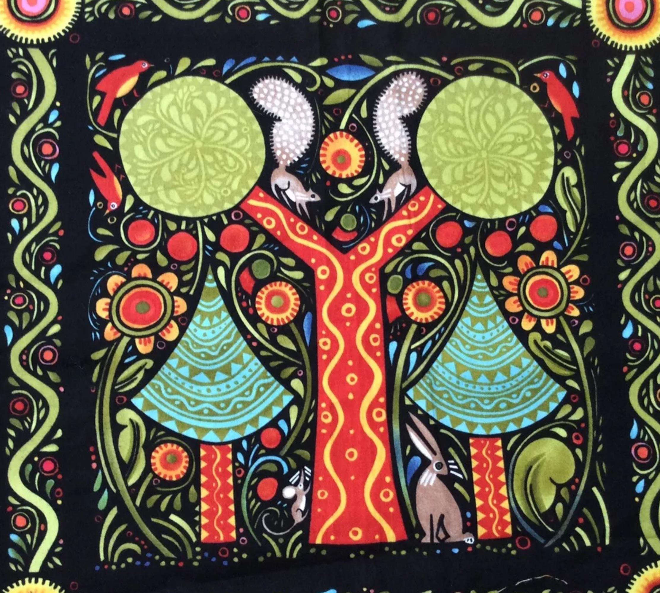 Julie Paschkis Folklorica Fabric Panel: Animals & Nature Art Squares ...
