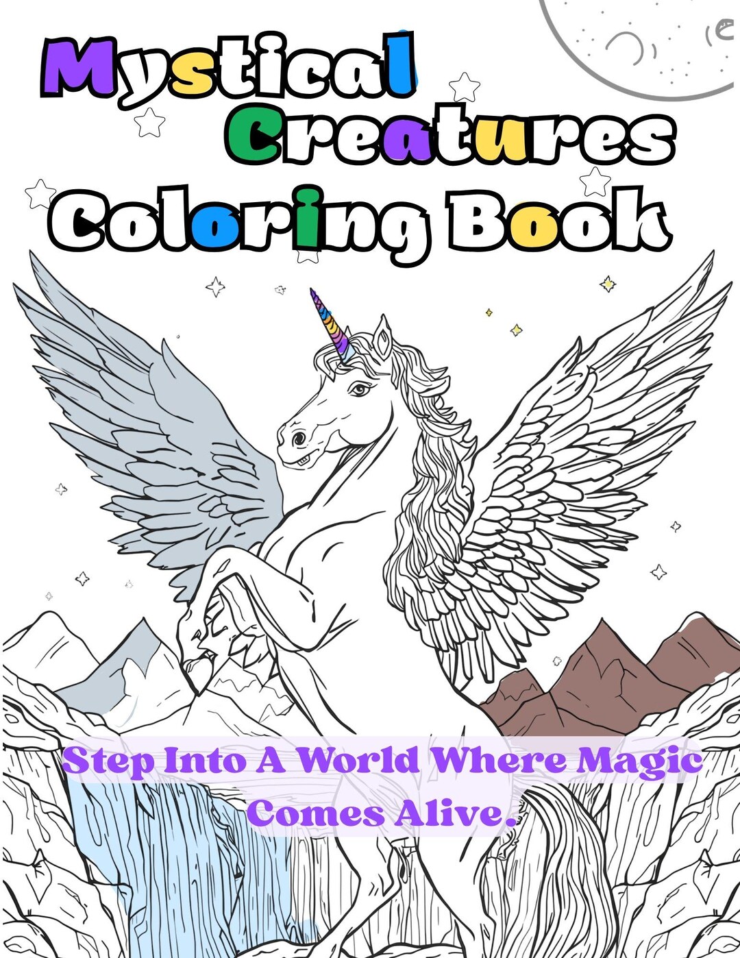 Mystical Creatures & Fantasy Landscapes Coloring Book | 30 Printable ...