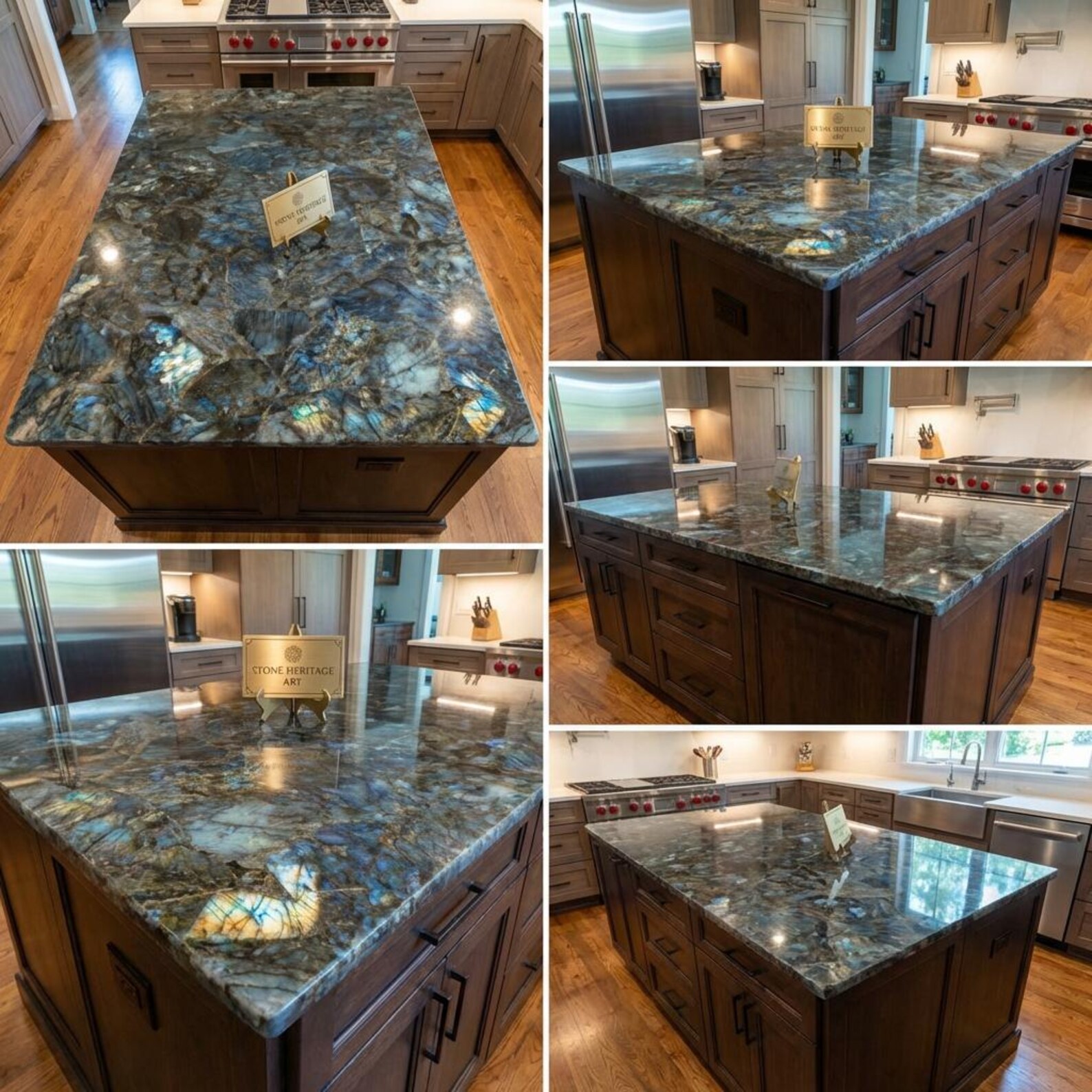 Blue Labradorite Kitchen Island Top | Lemurian Blue Granite Slab ...