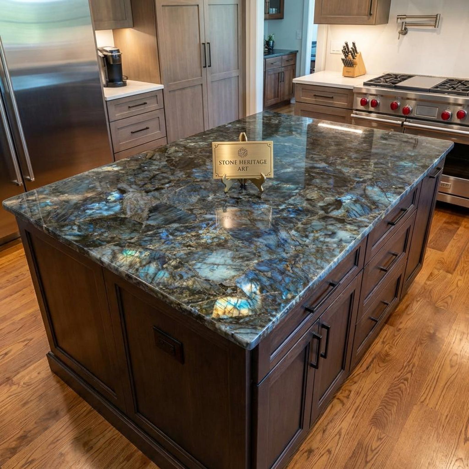 Blue Labradorite Kitchen Island Top | Lemurian Blue Granite Slab ...