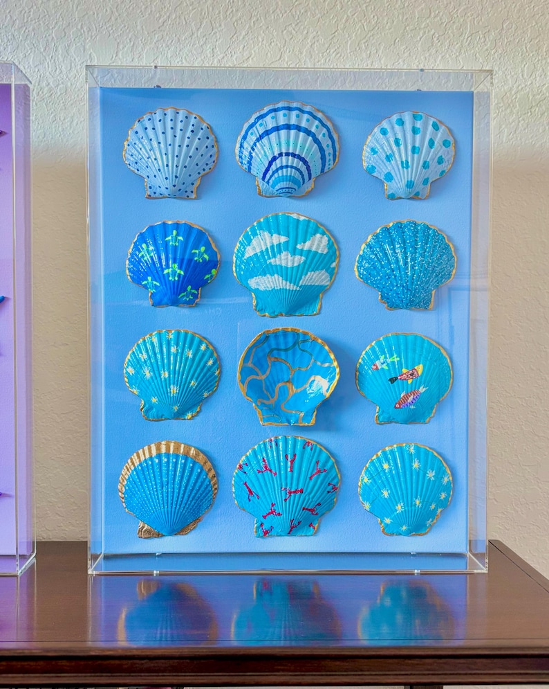She Shells Art - Hand-painted Seashell Art on Canvas - Summer Seaside ...