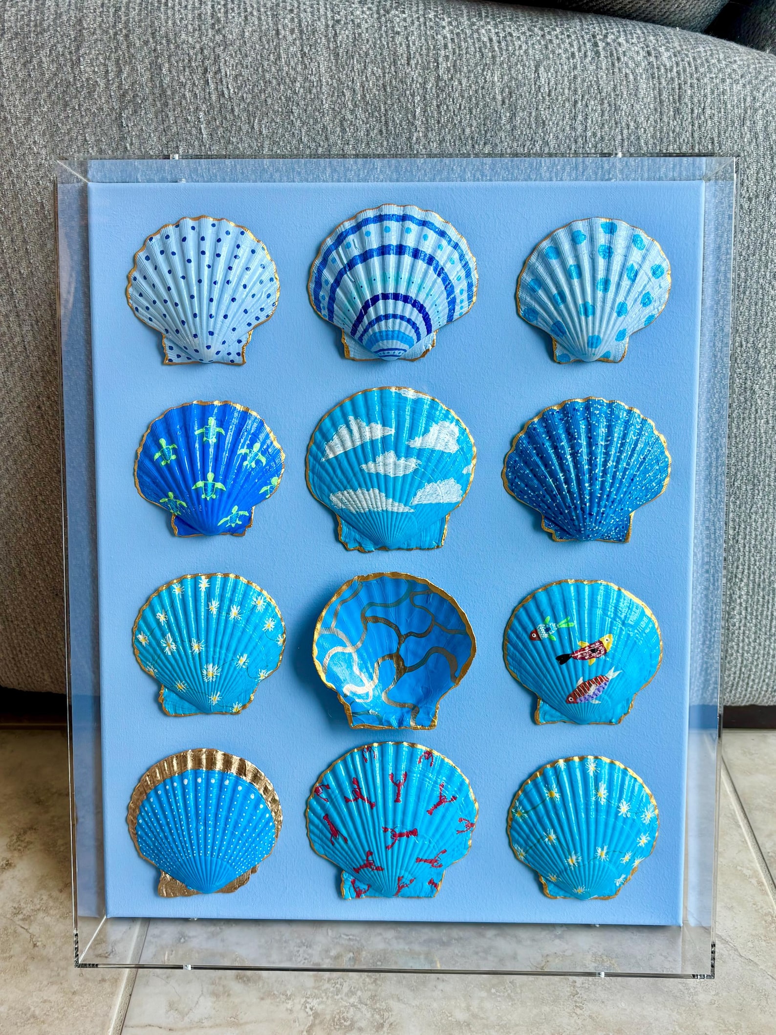 She Shells Art - Hand-painted Seashell Art on Canvas - Summer Seaside ...