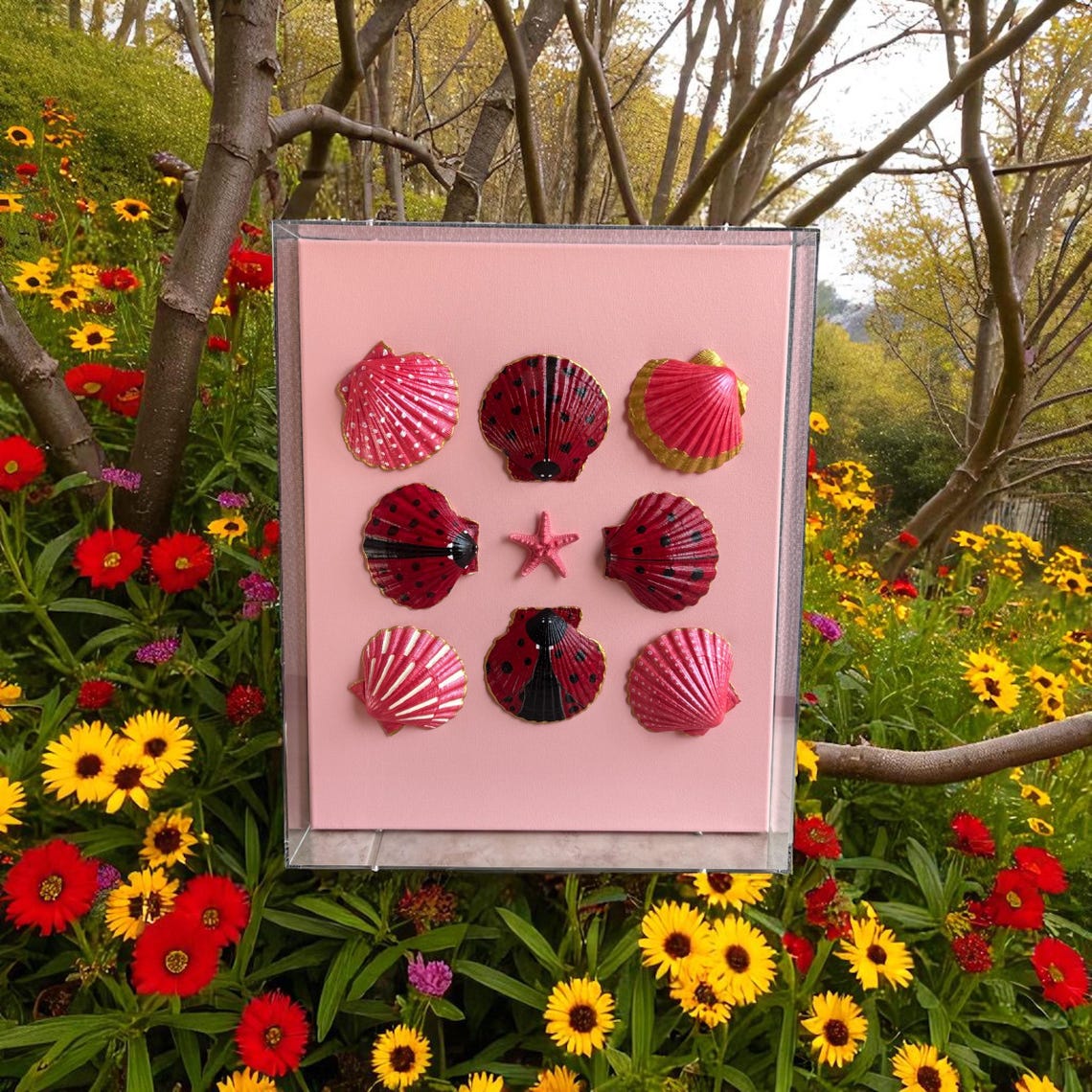 She Shells Art - Hand-painted Seashell Art on Canvas - Shell Ladies - Etsy