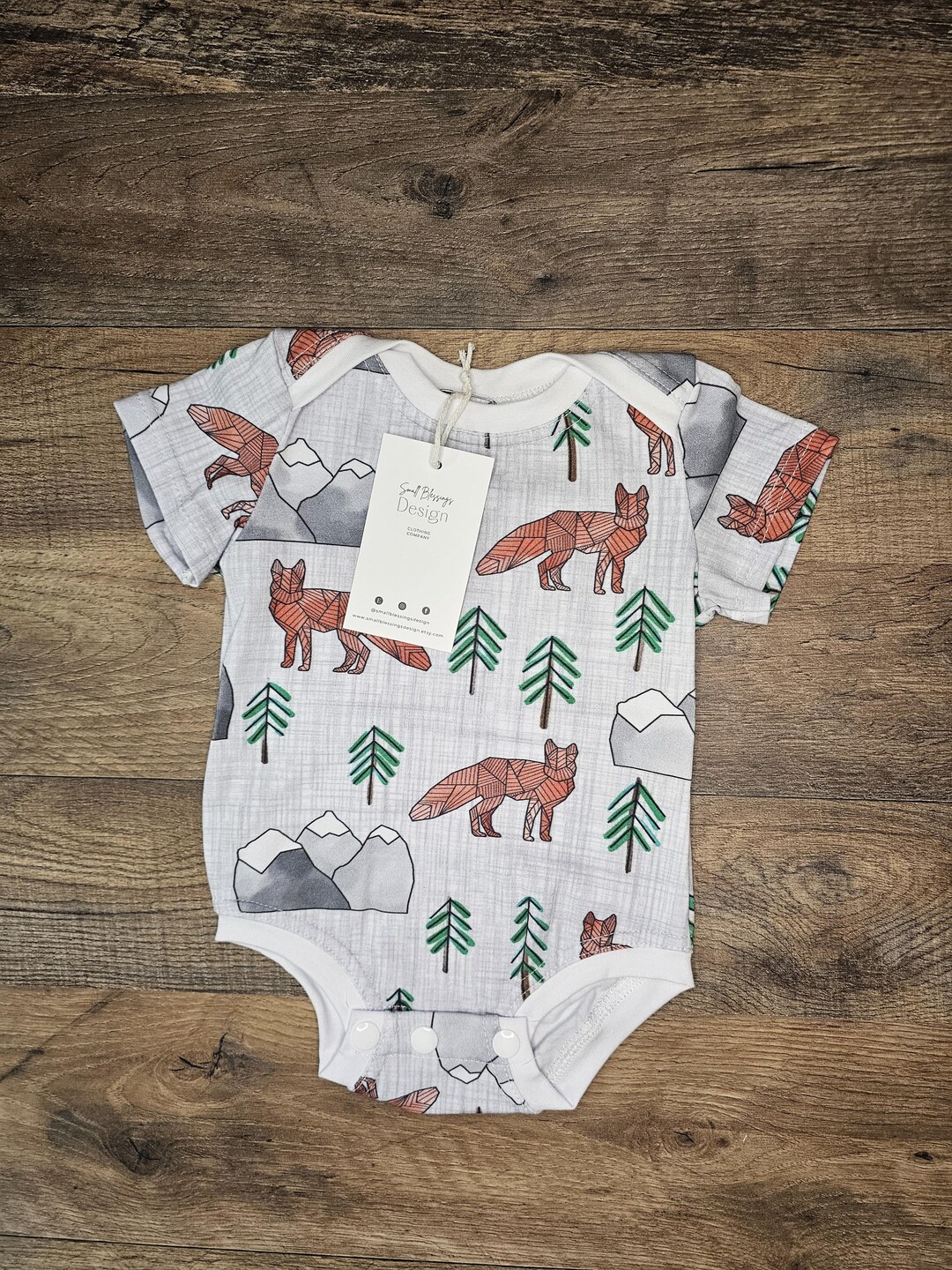 Short Sleeve Infant Bodysuit With Fox Print, Outdoor Baby Clothes ...