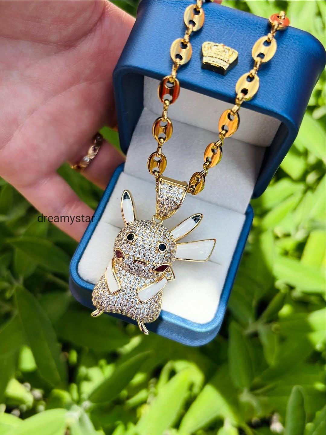 Cute Sparkle Cartoon Character Pendant Necklace | Iced Out Gold Tone ...