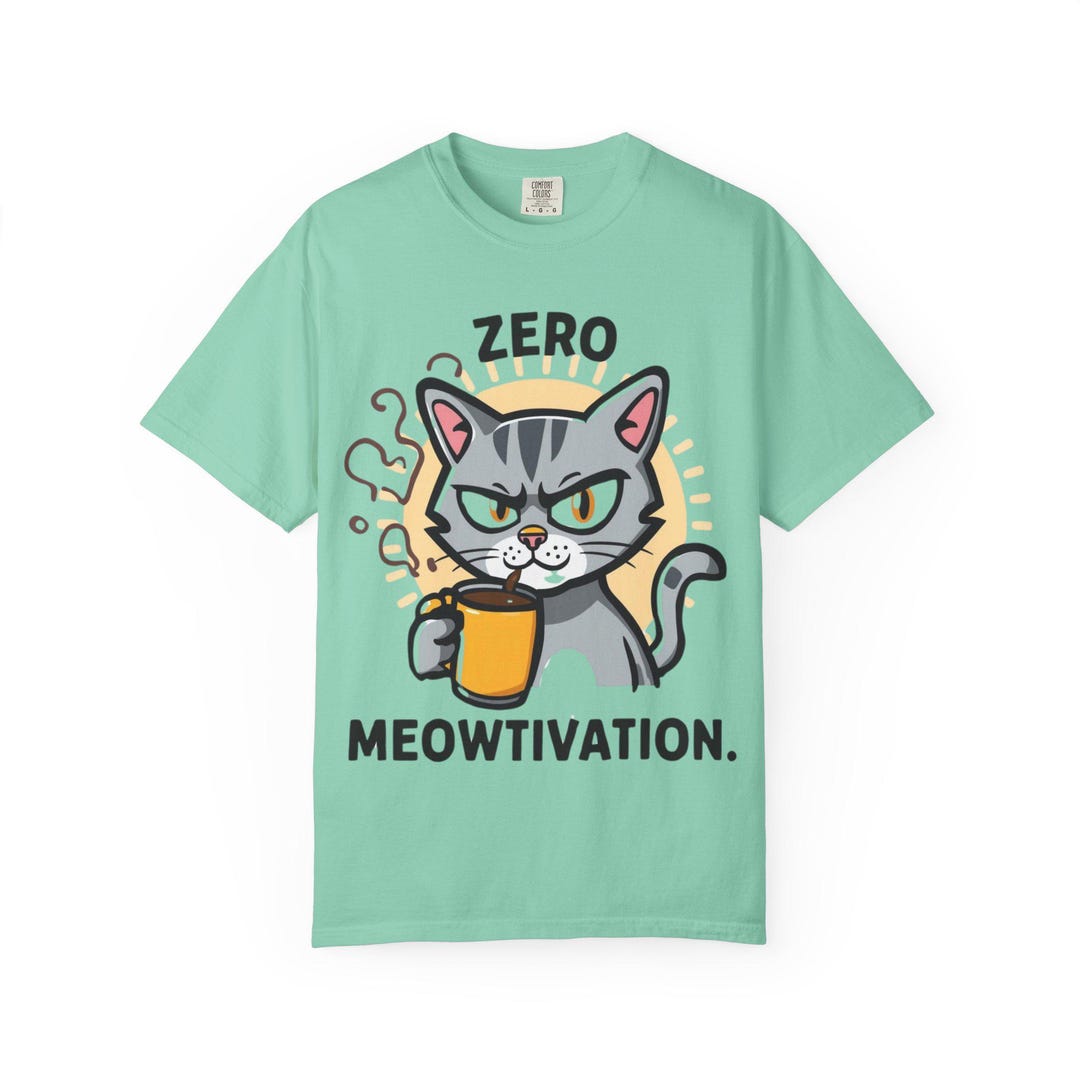 Zero Meowtivation Cat T-shirt | Grumpy Kitty Coffee Tee - Etsy