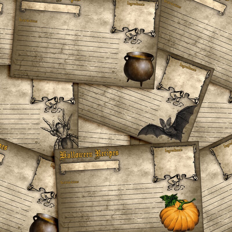 Halloween Recipe Cards - Etsy