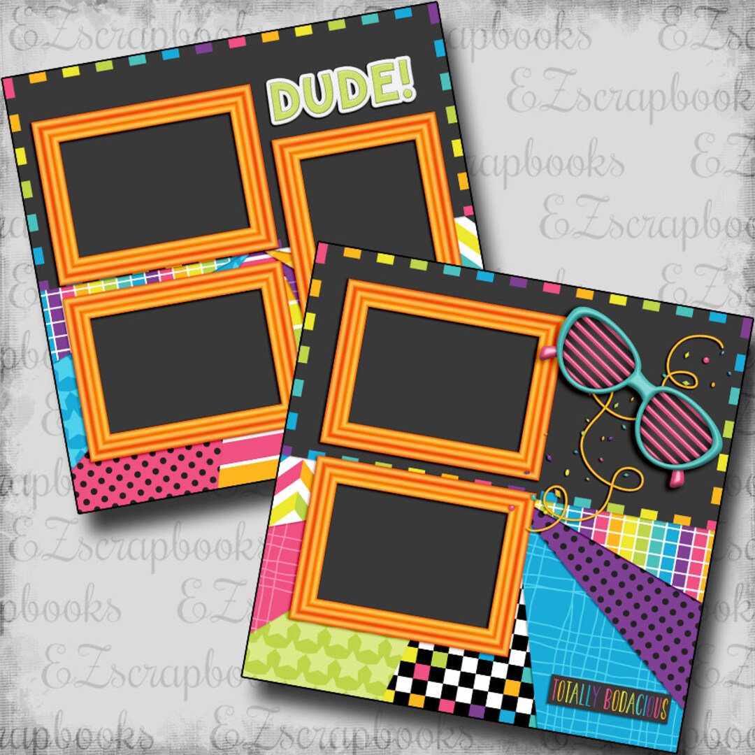 Totally Bodacious - 2 Premade Scrapbook Pages - EZ Layout 6354 - Etsy