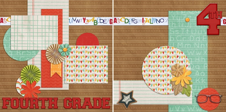 Fourth Grade NPM - School - 2 Premade Printed Scrapbook Pages - EZ ...