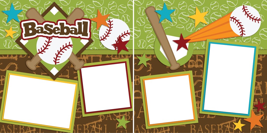 Baseball Diamond - Digital Scrapbook Quick Pages - INSTANT DOWNLOAD - Etsy
