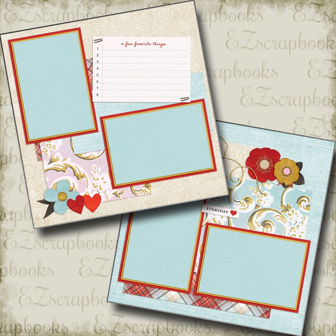 Favorite Things - 2 Premade Scrapbook Pages - EZ Layout 4954 - Etsy