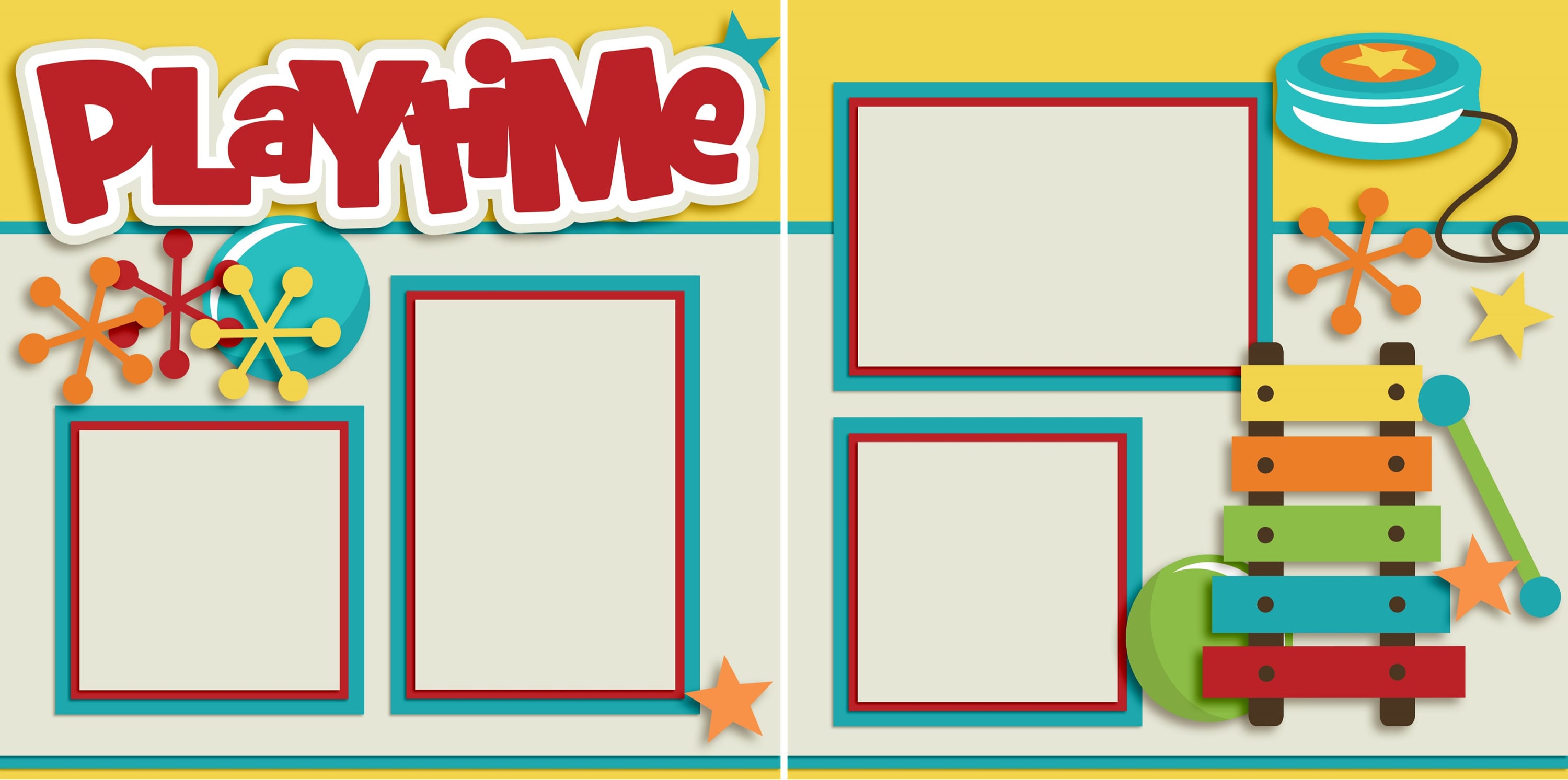 PLAYTIME - 2 Premade Scrapbook Pages - EZ Layout 2572 - Etsy