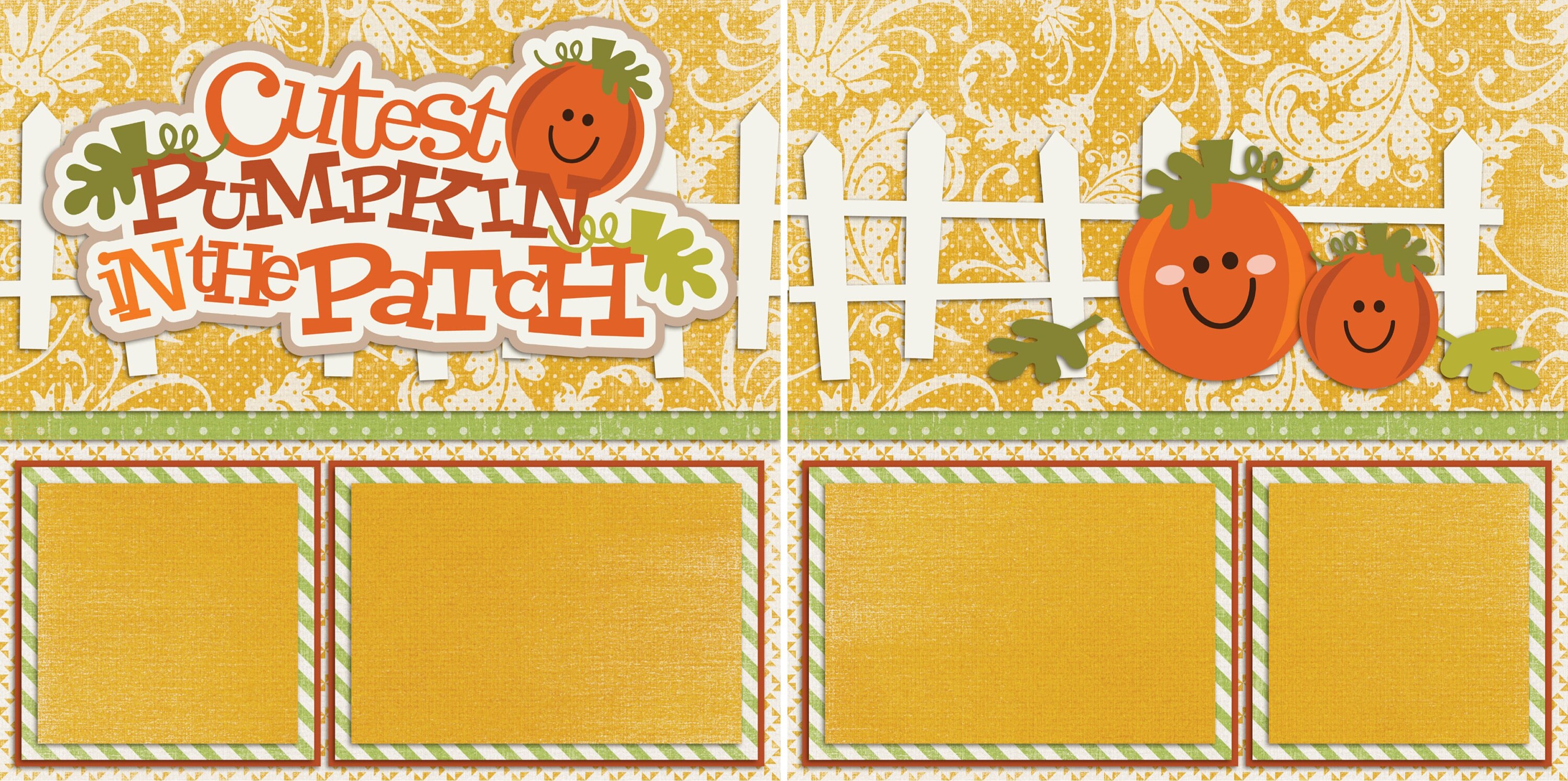 CUTEST PUMPKIN in the Patch 2 Premade Scrapbook Pages EZ | Etsy