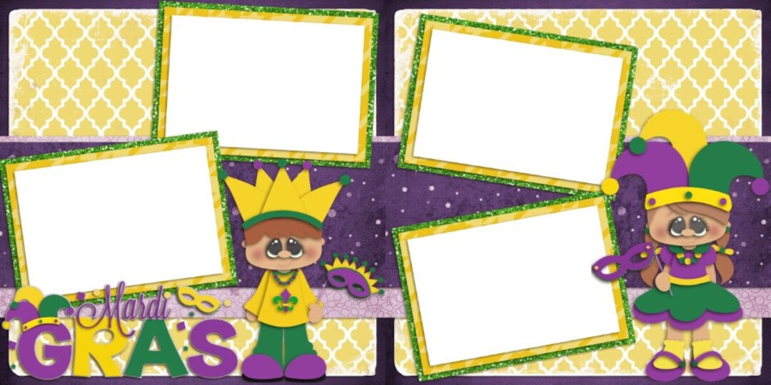Mardi Gras Kids Digital Scrapbooking Quick Pages INSTANT DOWNLOAD - Etsy